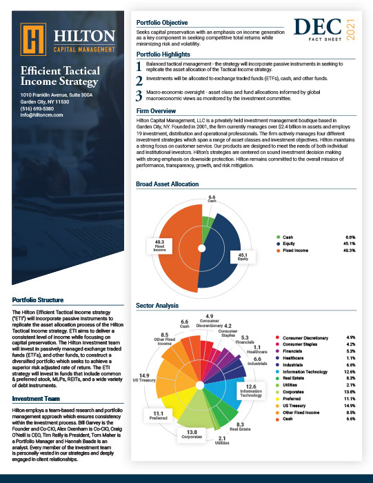 Decks & Factsheets | Hilton Capital Management