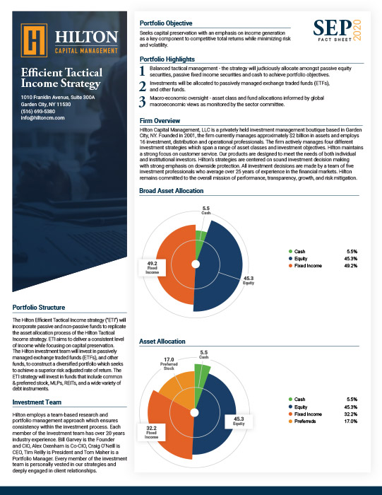 Decks & Factsheets| Hilton Capital Management