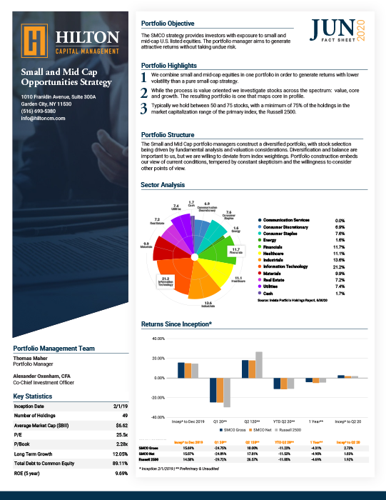 Decks & Factsheets| Hilton Capital Management